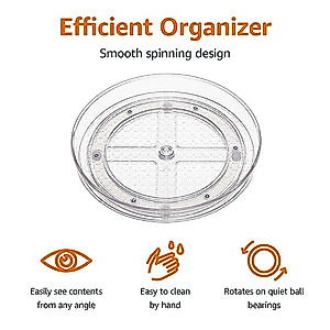 Amazon Basics Clear Lazy Susan Turntable Organizer, 12-Inch, 2-Pack