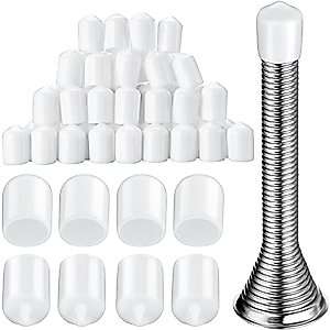 Thinkday 100 Pieces Door Stop Bumper Tips, White Silicone Door Rubber Replacement Stopper Ends 0.35 Inch Replacement Stopper Tips Caps for Door and Wall Protection