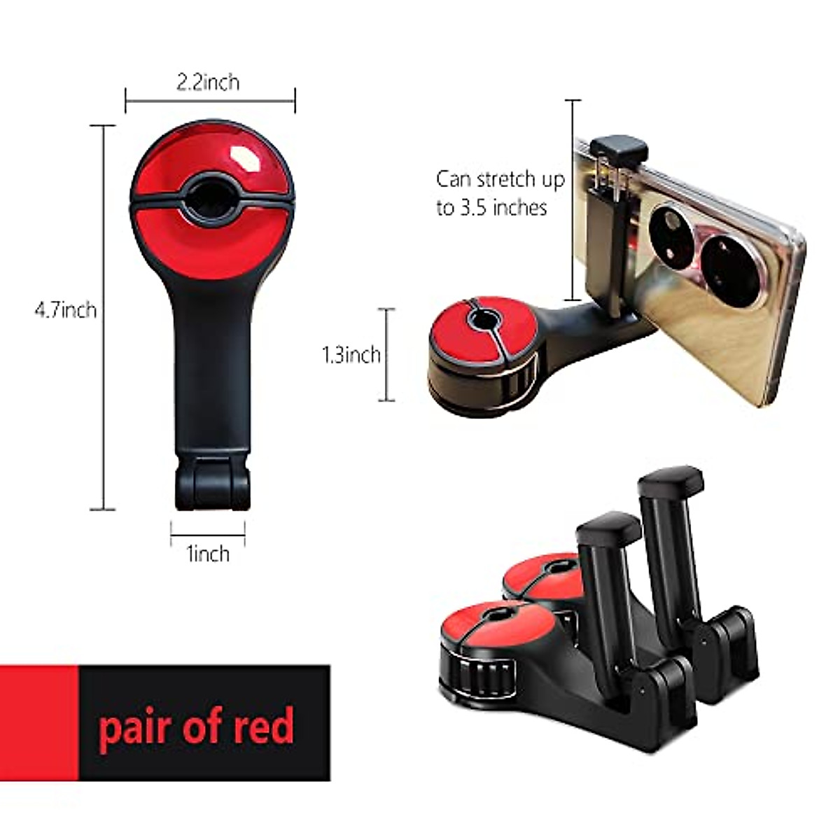 Junecarp 2 Pack Car Seat Headrest Hooks,Multifunction Car Phone Holder Hook Hangers Storage Organizer,Backseat Hooks Suitable for Purse Coats Umbrellas Grocery Bags Handbag Phone (Red)
