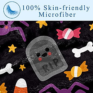 Halloween Spider Black Prints Soft Warm Cozy Blanket Throw for Bed Couch Sofa Picnic Camping Beach, 150×100cm