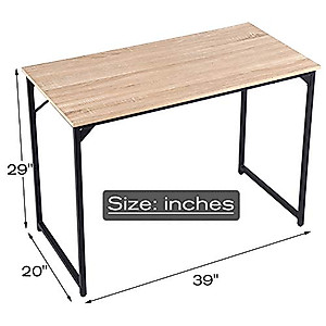 Computer Desk 39 inch, Home Office Desk Writing Study Table Modern Simple Style PC Desk with Black Metal Frame,Nature