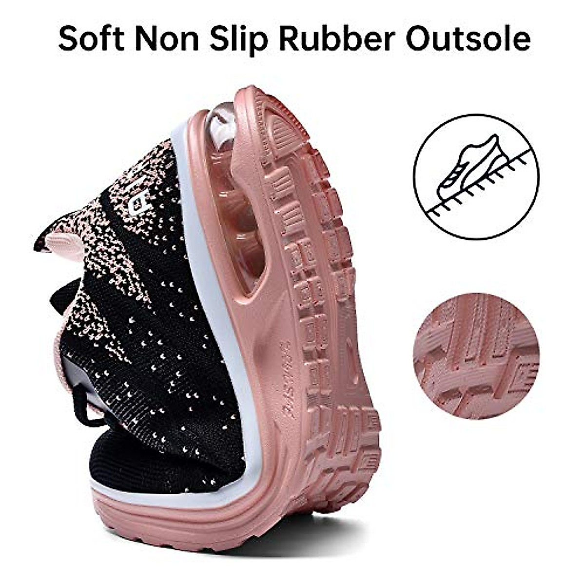 MEHOTO Womens Fashion Lightweight Tennis Walking Shoes Sport Air Fitness Gym Jogging Running Sneakers, Color Peachblack, Size 9.5