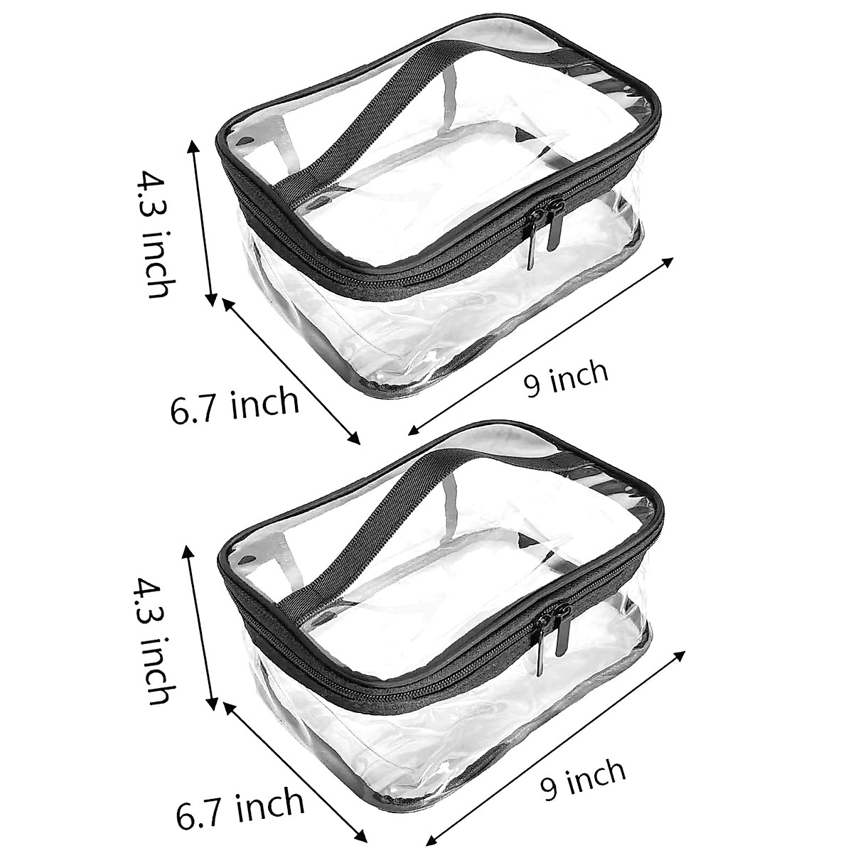 2 Pcs Clear Makeup Bags with Zipper Large Clear Cosmetic Bags for Travel Waterproof Toiletry Bags Transparent Storage Carry Pouch