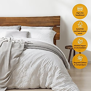 Acacia Aurora Wooden Frame with Headboard, Solid Platform Bed, Easy Assembly, No Box Spring Needed, King (U.S. Standard), Caramel + Wood Support Leg