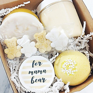 Mama Bear Spa Gift Set. Baby Shower Gifts for New Moms. Pampering Boxed Set for Mothers to Be