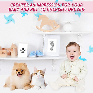 Outus Clean Touch Ink Pad Newborn Baby Handprint and Footprint Pet Paw Print Kit Inkless Infant Hand and Foot Stamp (Black)