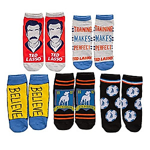 Ted Lasso Unisex 5-Pack Assorted Low Cut Ankle Socks