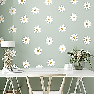BBTO Daisy Wall Decal Flower Vinyl Wall Decals White Daisy Decals Floral Decals Peel and Stick White Daisy Stickers for Kids Nursery Wall Art Bedroom Living Room Classroom Decor
