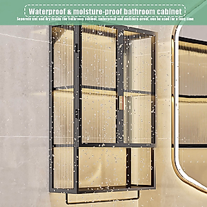 Bathroom Cabinet Wall Mounted with Towel Bar Metal Medicine Cabinet with Door Bathroom Wall Cabinet Over The Toilet Storage Cabinet Hanging Cabinet for Bathroom Livingroom Kitchen,Black,50x15x70cm/20"