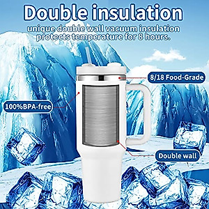 Junzilan 40 oz tumbler with handle and lid straw, stainless steel insulated vacuum cup, Travel Mug for ice&warm coffee Milk beer juice drink water bottle