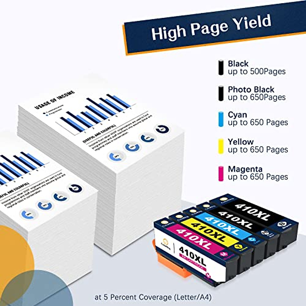 Colorking Remanufactured 410 Ink Cartridges for EPSON T410 410XL Ink for Expression XP7100 Ink Cartridges XP-630 XP-7100 XP-830 XP-640 Printer (1 Black, 1 Cyan, 1 Magenta, 1 Yellow, 1 Photo Black)