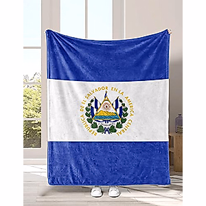 Carwayii El Salvador Flag Blanket,Cozy Bed Blanket Thermal Flannel Throw Blanket No Shedding Premium Fleece Blanket for Bedroom Living Room,Luxury Soft Sherpa Blanket for Bed Couch 60''X80''