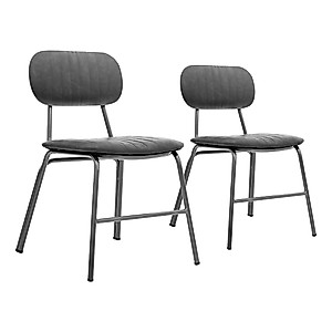 CangLong Homestripe Home Laurette Collection Modern Style PU Upholstered Dining Chair (Set of 2) with Stainless Steel Frame & Legs