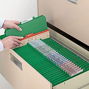 Smead 100% Recycled Pressboard Classification File Folder, 2 Dividers, 2" Expansion, Letter Size, Green, 5 per Pack (14057)