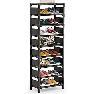 Tribesigns Vertical Shoe Rack, 9 Tiers Narrow Shoe Shelf 18 Pairs Slim Shelf for Shoes Narrow Shoe Rack for Small Space