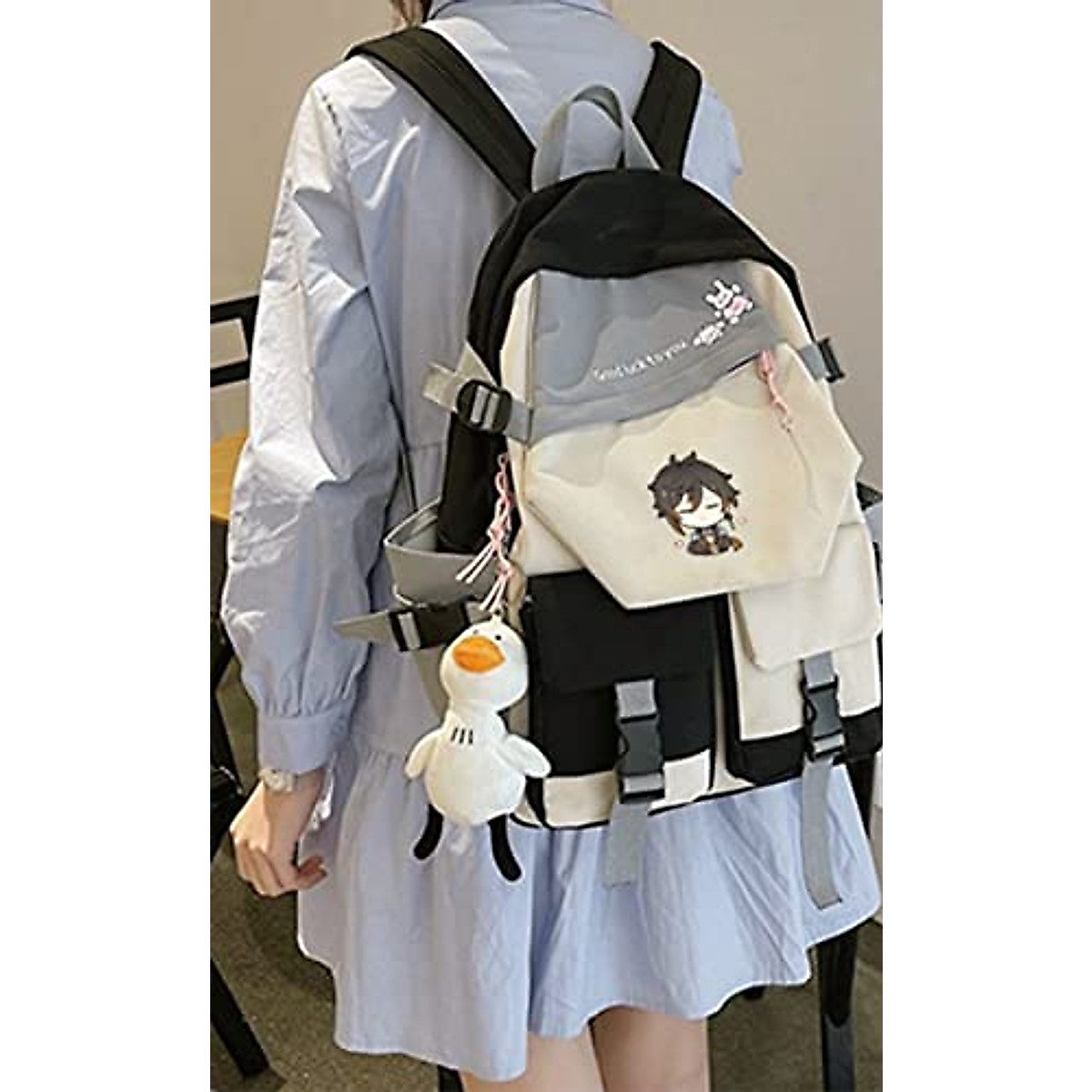 Dalicoter Genshin Impact Backpack Hutao Cosplay Backpack Business Travel Laptop Black Backpack School Bag With Gift