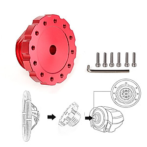 RASTP D Shape Racing Steering Wheel with Sim Racing Gaming Steering Wheel Adapter Fit for Thrustmaster T500 / T300 / TS-PC,TS-XW (Black-Red)