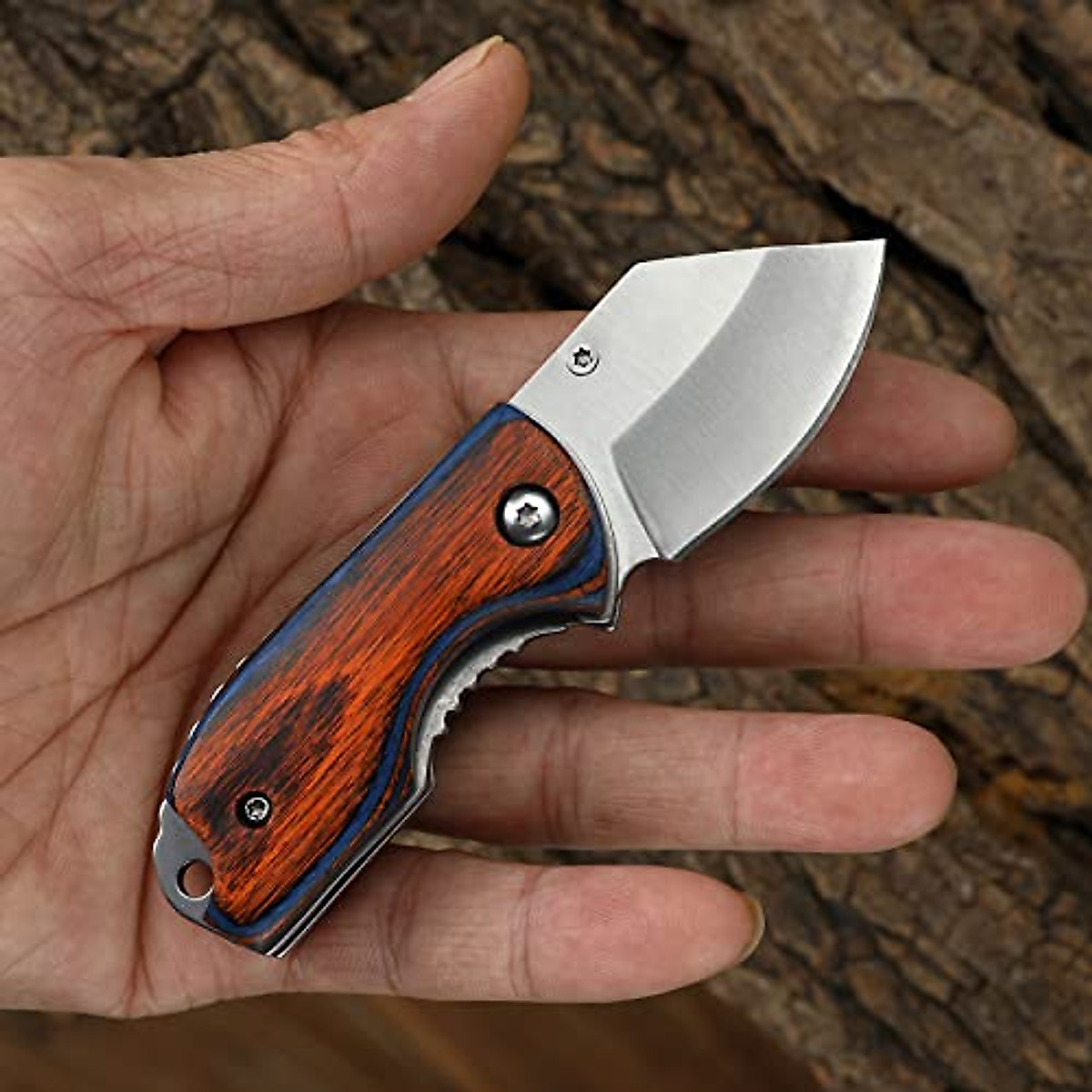 Dispatch Mini Folding Small Pocket Knife, Stainless Steel Sanding Blade and Steelhead EDC Tactical Tools with Colorful Wooden Handle, Everyday Carry, Unique Small Gift for Father-Mother Men Women