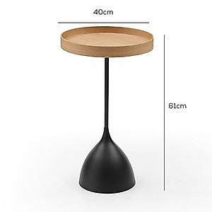 Round Pedestal Side Table | Ash Veneer Top | End Table | Night Stand | Plant Stand | Modern | Mid Century | Living Room