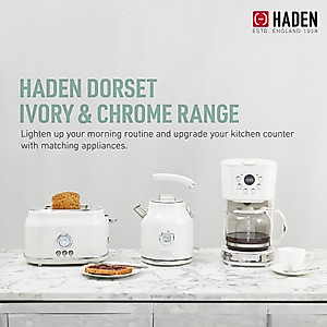 Haden Dorset 1.7 Liter Cordless Electric Kettle with Auto Shut Off for Kitchen, Small Appliances, Counter, and Apartments, Ivory/Chrome