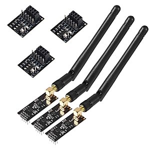 MELIFE 3 Set NRF24L01+PA+LNA RF Wireless Transceiver Module with SMA Antenna 2.4 GHz + NRF24L01 8 Pin Socket Breakout Adapters Compatible with Antenna LKY67