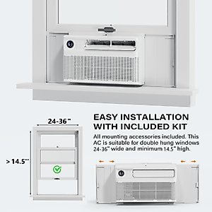 ROVSUN 8000 BTU Inverter Window Air Conditioner with WiFi, Energy-Star Window AC Unit with Remote & App Control, Ultra Quiet Design & Easy Install Kit, Work with Alexa/Google Assistant, 115V/60Hz