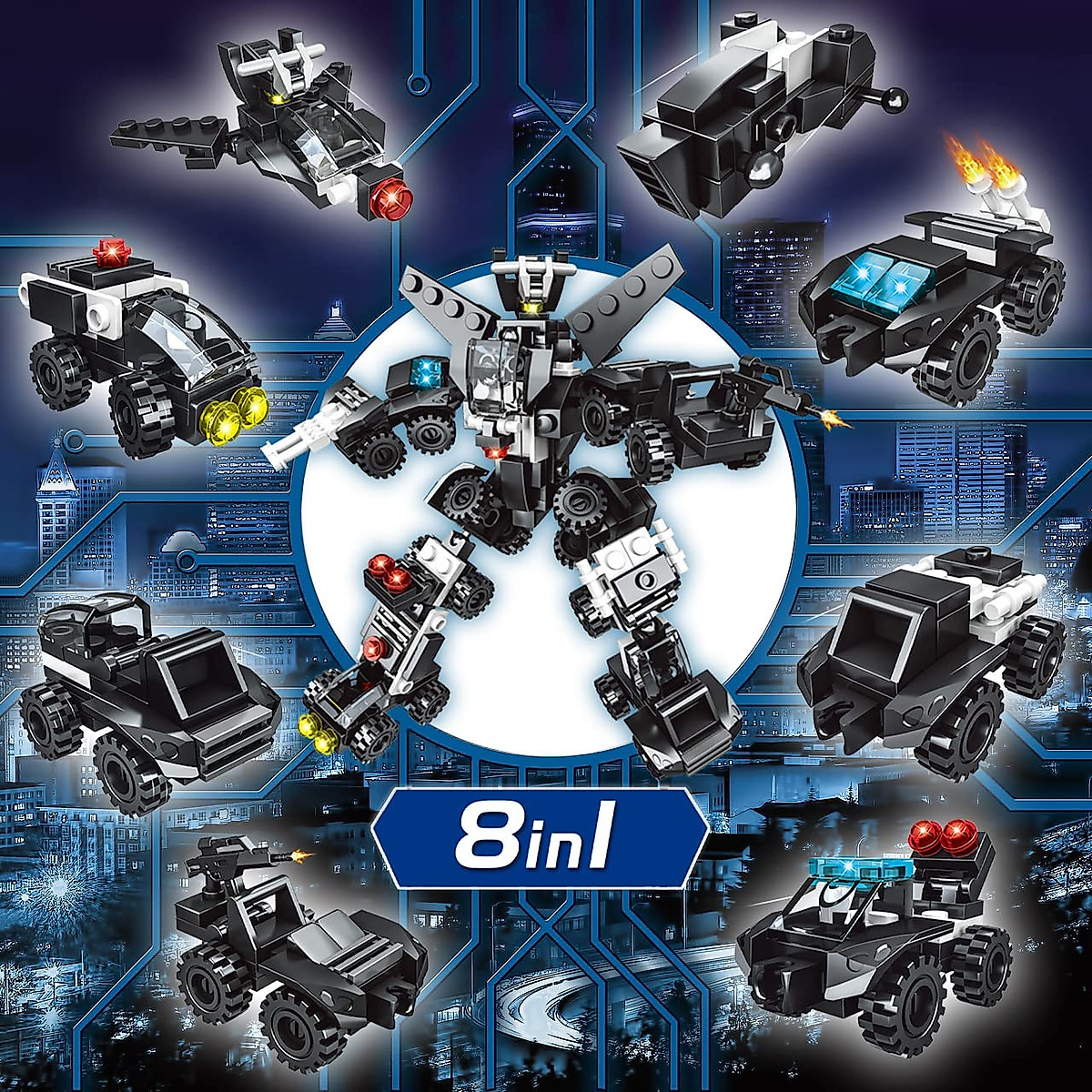 WODMAZ 12 PCS Pre Filled Easter Eggs with Robot Vehicles Building Blocks, Car Toys Set for Kids' Gift, Easter Party Favors, Easter Basket Fillers, Easter Egg Hunt, Classroom Events