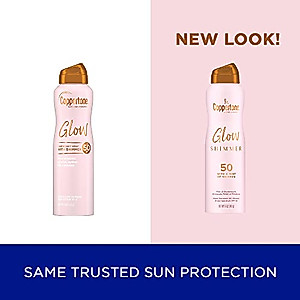 Coppertone Glow with Shimmer Sunscreen Spray, Water Resistant , Broad Spectrum, SPF 50, 5 Oz