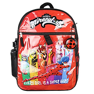 Miraculous Tales of Ladybug & Cat Noir Characters 5 PC Backpack Lunchbox Icepack Water Bottle