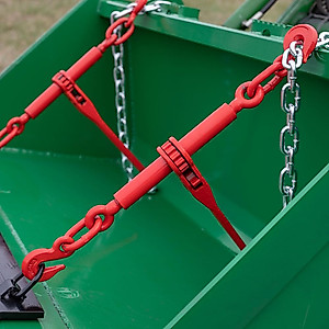 Titan Attachments Dual Prong 43" Hay Bale Spear Attachment, Universal HD Front Skid Steer Tractor Loader Bucket Attachment, 3000 LB Capacity, Conus 2 Tines, Chains and Ratchet Binders Included