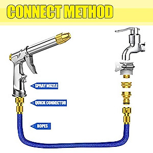 FOR 4/8'' hose Multi Pattern Heavy Duty Watering Gun -Adjustable Garden Hose Nozzle -Powerful High Pressure Water Watering Pistol For Car Wash,Lawn & Garden Watering,For Home Use,Hose Spray Attachment