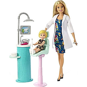Barbie Careers Doll & Playset, Dentist Theme with Blonde Fashion Doll, 1 Patient Doll, Furniture & Accessories