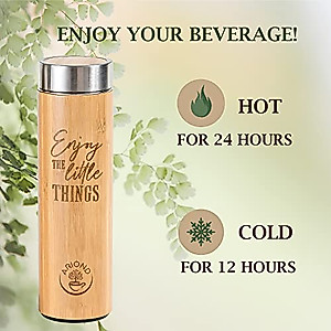 Ariond 17oz Bamboo Tea Tumbler with Infuser & Strainer | Tea Gift Set For Tea Lovers Women, Tea Infuser Insulated Bottle & Loose Tea Thermos | Tea Travel infuser & Tea Infusing Travel Bottle
