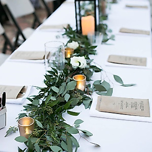 ROXXY GREEN DECOR - Artificial Eucalyptus Garland (7pcs 42Ft) - Greenery Bulk Vines Faux Silver Dollar Eucalyptus Leaves Strands for Wedding, Party, Garden, Home and Wall Decoration