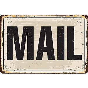 Mail Metal Sign - Great Home and Post Office Decor, Mail Delivery Sign and Mail Collection Box Decoration, Classic Gift for Mail Man, 8x12 Use Indoors/Outdoors Durable Vintage Metal Sign