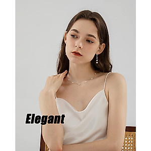 Long Pearl Earrings for Women 14K Gold Plated Pearl Dangle Earrings Hypoallergenic Elegant Gold Pearl Tassel Earring