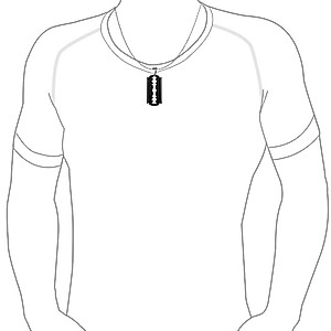 Bling Jewelry Personalize Hip Hop Biker Punk Rock Large Razor Blade Dog Tag Pendant Necklace for Men Black Stainless Steel 20 Inch Ball Chain Customizable