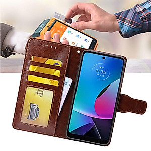 Compatible with Motorola Moto G Play (2023) Wallet Case,Flip Folio Book PU Leather Phone case Shockproof Cover Women Men for Motorola Moto G Play (2023) Case 6.5" (Brown)