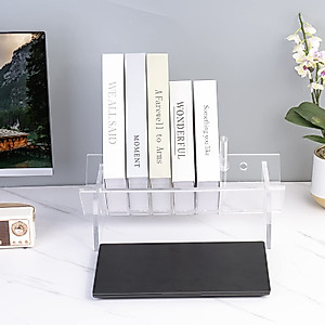 Sumerflos Acrylic Desktop Bookcase, Book Storage Organizer Bookshelves, Clear Mordern Tabletop Storage Rack for Office Home Shelf Display for Cd/Magazine/Book - Clear