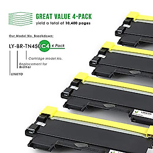 LINKYO Compatible Toner Cartridge Replacement for Brother TN450 TN-450 TN420 (Black, High Yield, 4-Pack)