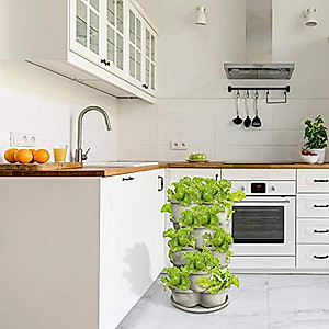 Amazing Creation Stackable Planter, Vertical Garden Planter, Strawberry Planter, Indoor/Outdoor Planters, 5 Tier Garden Tower, Herb Planter for Growing Vegetables Garden and Succulents (Off White)