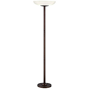 Possini Euro Design Meridian Light Blaster Modern Torchiere Floor Lamp 72" Tall Oiled Rubbed Bronze Frosted Glass Shade CFL Bulbs for Living Room Reading House Bedroom Home Office