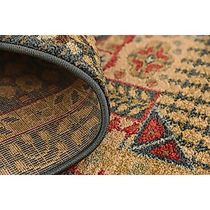 Unique Loom Palace Collection Traditional, Southwestern, Medallion, Geometric Area Rug, 9' 0" x 12' 0", Navy Blue/Tan