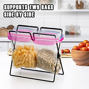 NiHome Versatile Metal Zip Lock Bag Holder with Artistic Iron Craftsmanship for Leakproof and Effortless One-Handed Packing, Sized for Kitchen and Household Use (7.1"D x 4.3"W x 6.7"H)
