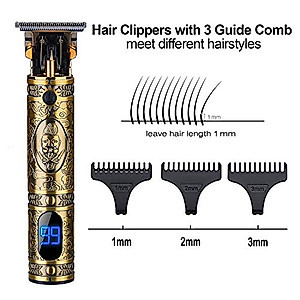 Suttik Professional Hair & Beard Trimmer for Barber, T-Blade Hair Edgers Clippers, Gold Knight Close-Cutting Trimmers, Cordless Clippers for Hair Cutting, Gift for Men