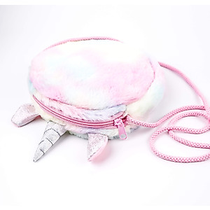 2pcs Little Girl Unicorn Purses Toddler Purses,1pcs Mermaid Bag with Cat Ear Hair Clips/Elastic Hair Ties and Plush keychain