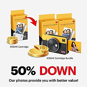 KODAK Mini Shot 2 Retro 4PASS 2-in-1 Instant Digital Camera and Photo Printer (2.1x3.4 inches) + 8 Sheets, White