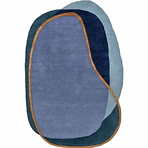 Rugs USA x Prabal Gurung Greenwich Abstract Wool Area Rug, Shaped 9x12, Blue Multicolor