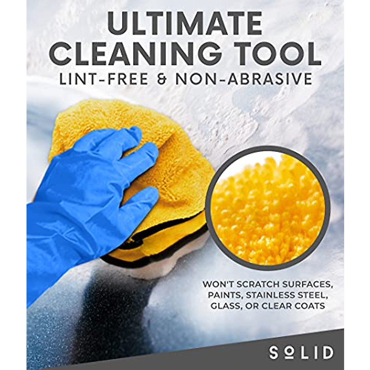 Solid Multipurpose Plush Microfiber Cleaning Cloth - Cleaning Towel for Household, Car Washing, Drying & Auto Detailing - 12" x 12" (Yellow, 12)