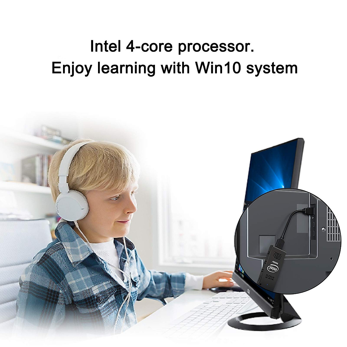 AKLWY Intel Compute Stick Mini PC Stick 8GB RAM 128GB ROM with Intel Atom Z8350 & Windows 10 Pro Support Auto-On After Power Failure,Support 4K HD,Dual Band WiFi 2.4G/5G, BT 4.2